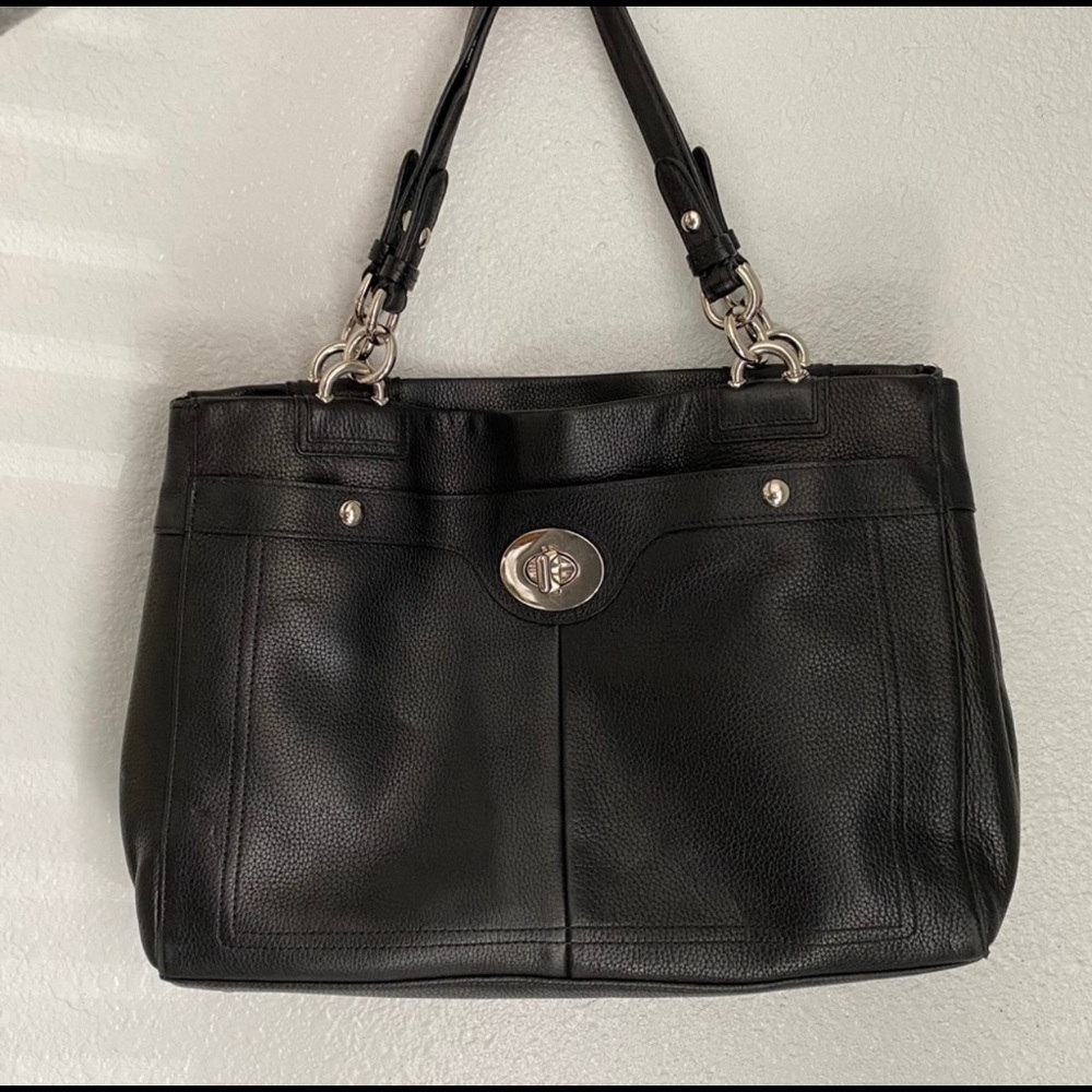 Coach Penelope Black Peopled Leather Purse - Gem